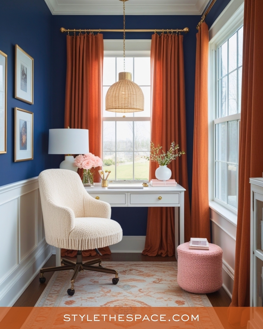 19 Stunning Navy Blue and Burnt Orange Home Office Ideas - Style The Space