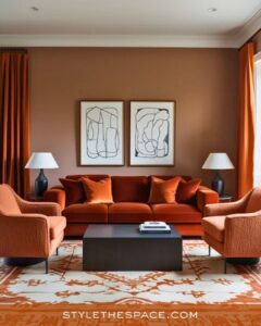28 Beautiful Burnt Orange Living Room Ideas That Instantly Elevate Your ...