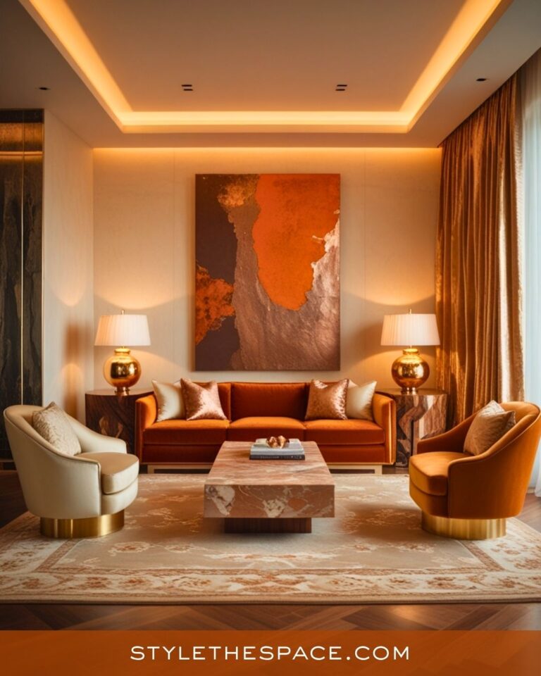 28 Beautiful Burnt Orange Living Room Ideas That Instantly Elevate Your ...