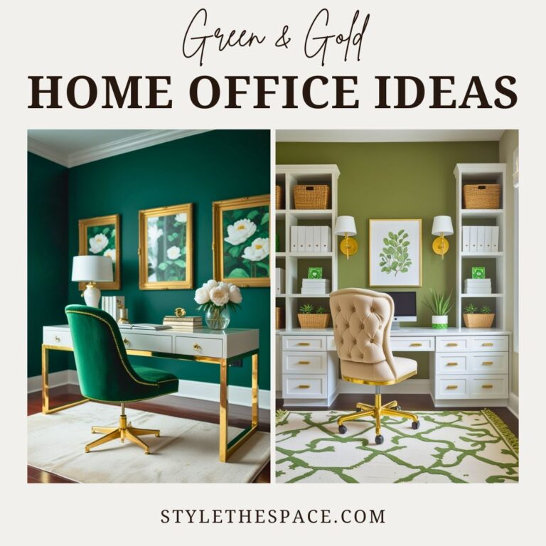 26 Gorgeous Green and Gold Home Office Ideas - Style The Space