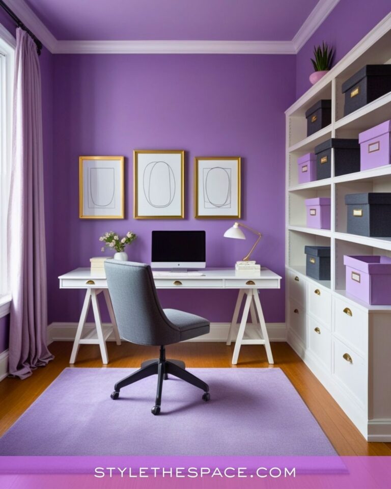 29 Gorgeous Purple Home Office Ideas That Make Working From Home a Joy ...