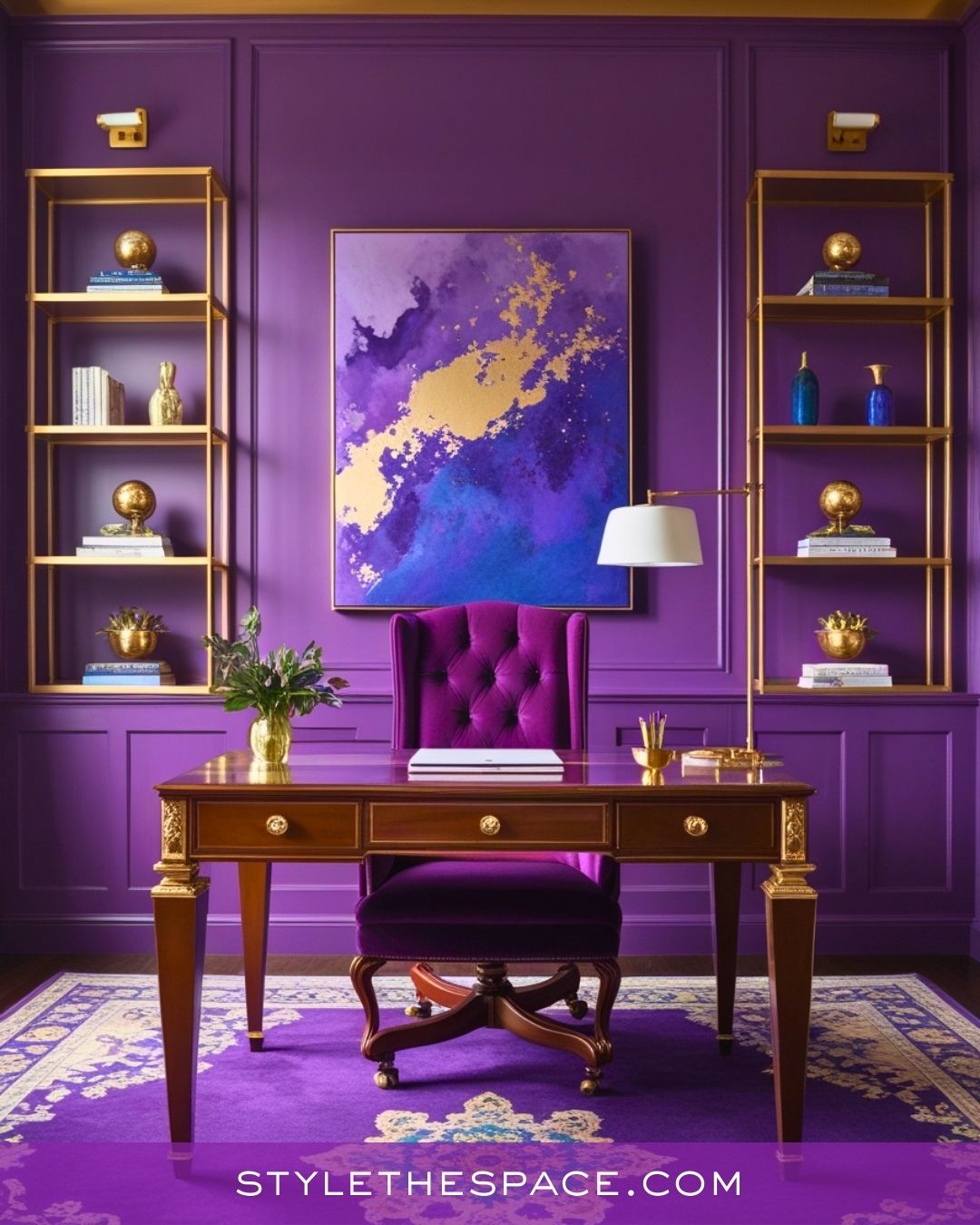 29 Gorgeous Purple Home Office Ideas That Make Working From Home a Joy ...
